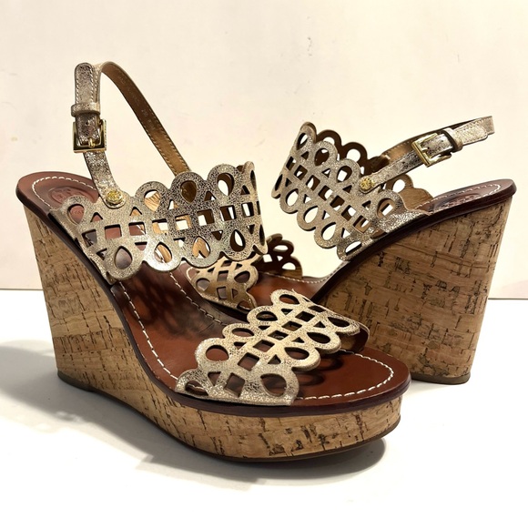 Tory Burch | Shoes | Tory Burch Nori Metallic Gold Lasercut Leather ...